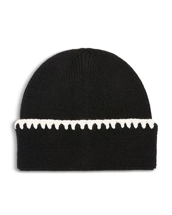 Aqua Exclusive Whipstitch Knit Beanie - Black