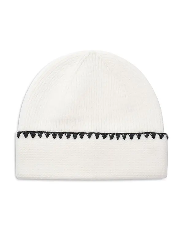 Aqua Exclusive Whipstitch Knit Beanie - White
