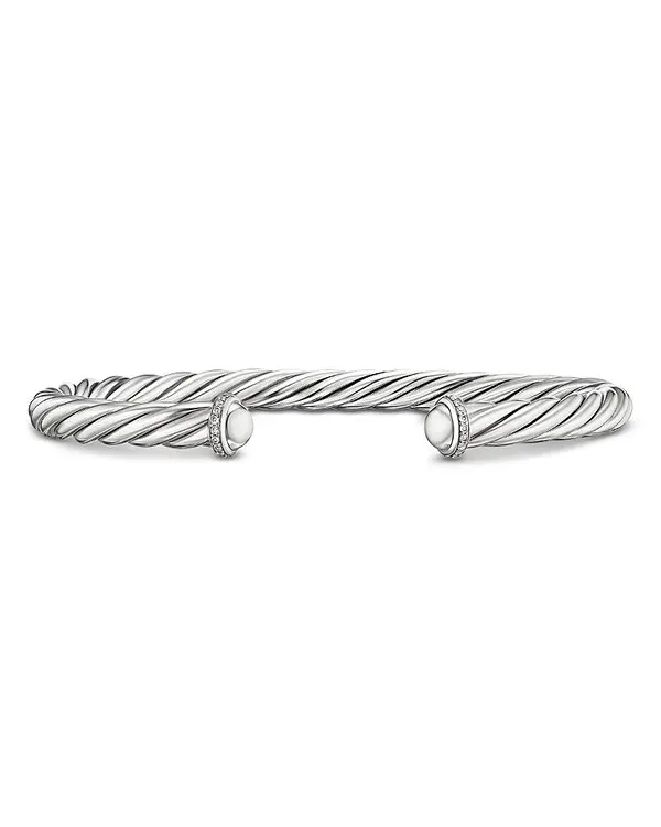 David Yurman Cable Cuff In Sterling With Diamonds - Diamonds/silver
