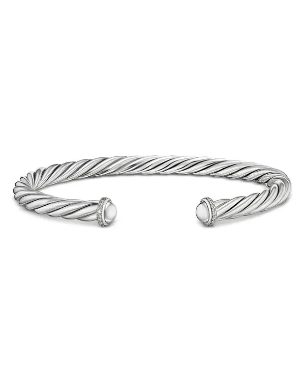 David Yurman Cable Cuff In Sterling With Diamonds - Diamonds/silver
