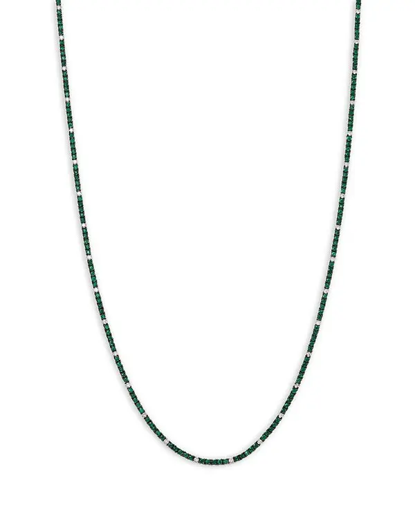 Bloomingdale'S Emerald And Diamond Tennis Necklace - Green/white
