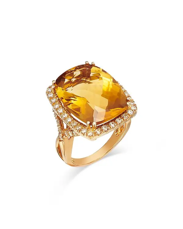 Bloomingdale'S Citrine And Diamond Halo Ring - Orange/gold