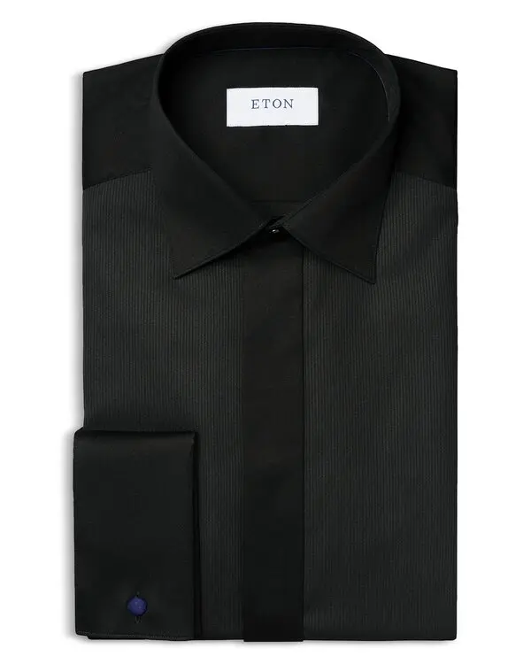 Eton Slim Fit Plisse Bib Tuxedo Shirt - Black