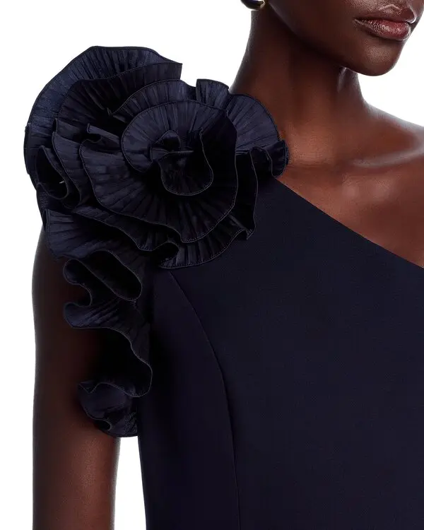 Rickie Freeman For Teri Jon Pleated Ruffle Gown
