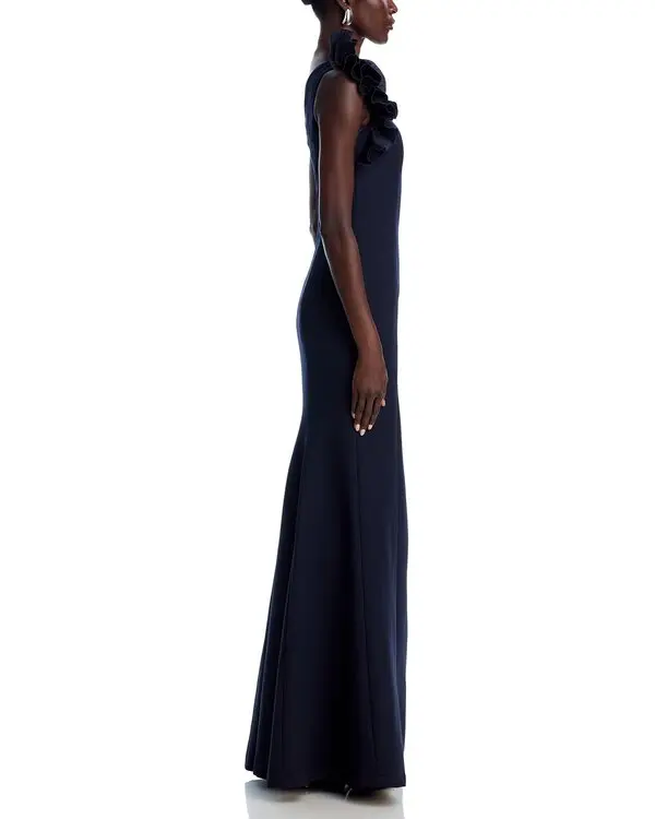 Rickie Freeman For Teri Jon Pleated Ruffle Gown
