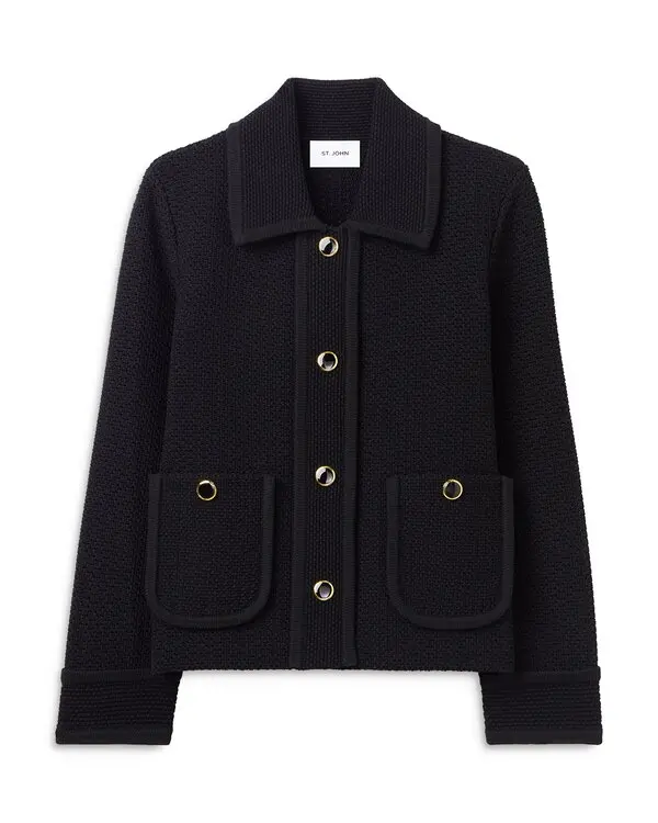 St. John Textured Knit Collared Jacket