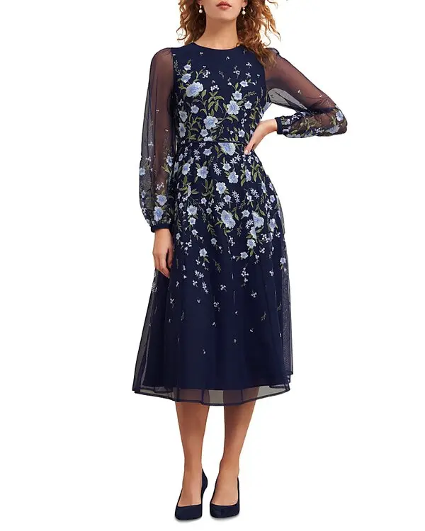 HOBBS LONDON Lois Embroidered Midi Dress - Midnight Multi