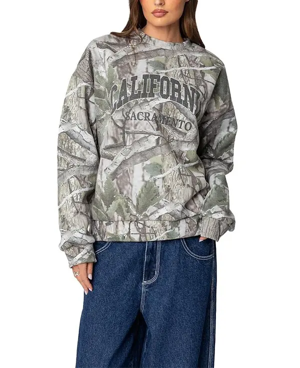 EDIKTED Cali Camo Sweatshirt