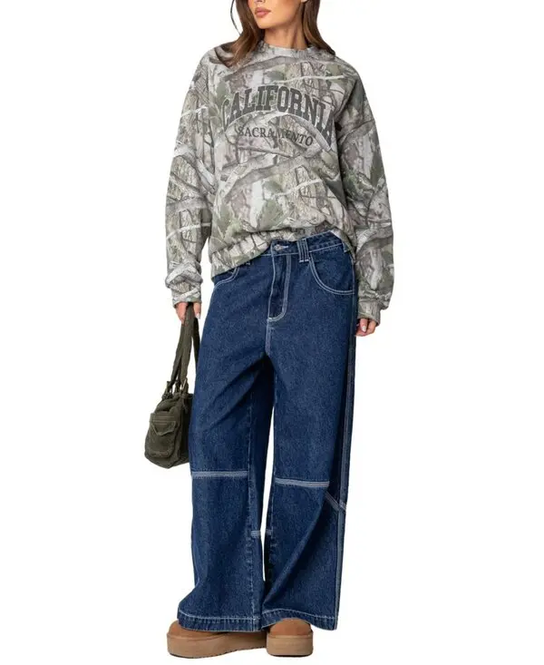 EDIKTED Cali Camo Sweatshirt