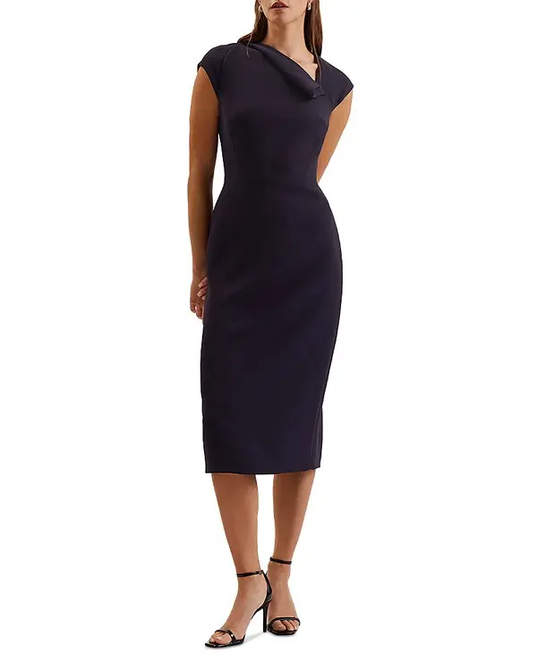 Ted Baker London Asymmetric Midi Dress - Navy