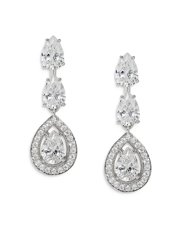 Nadri Radiant Pear Shape Zirconia Drop Earrings - Silver