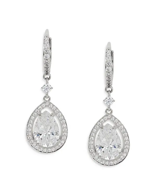 Nadri Radiant Pear Shape Zirconia Drop Earrings - Silver