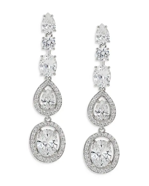Nadri Rhodium-plated Zirconia Halo Drop Earrings - Silver