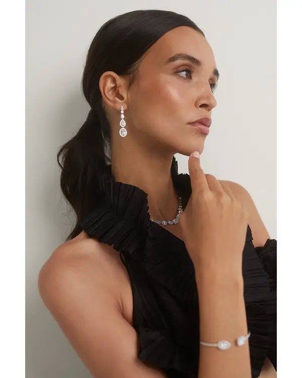 Nadri Radiant Cubic Zirconia Halo Cuff Bracelet - Silver