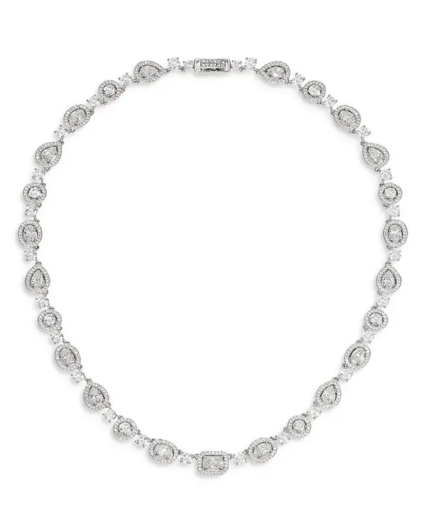 Nadri Radiant Cubic Zirconia Collar Necklace - Silver