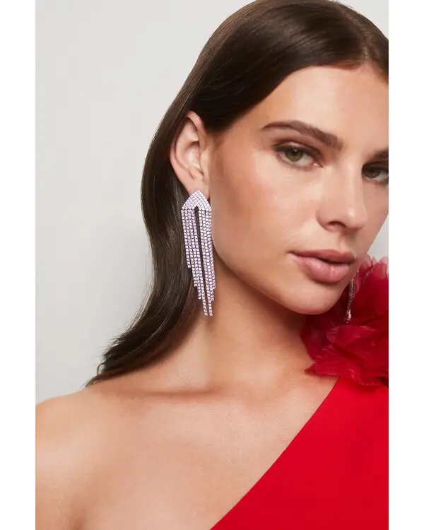 Nadri Starlet Cascading Stone Earrings - Silver