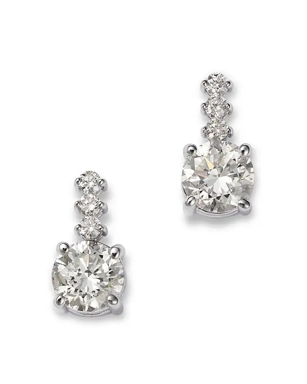 Bloomingdale'S 14k Gold 1.0 Tcw Diamond Drop Earrings - White