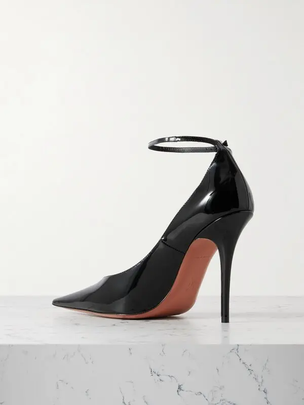 Amina Muaddi Anok Patent-leather Point-toe Pumps - Black