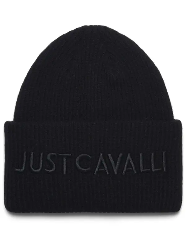 Just Cavalli Logo-embroidered Beanie - Black