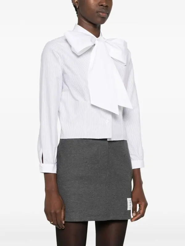 Thom Browne Pussy-bow Cotton Blouse