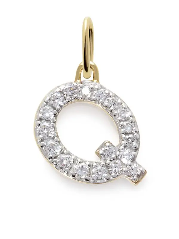 Monica Vinader 14kt Yellow Initial Q Diamond Pendant - Gold