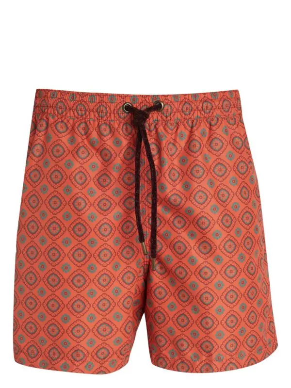 4FF Geometric-print Swim Shorts - Red