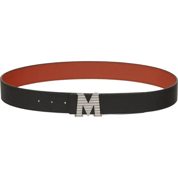 Mcm Claus Fluted Reversible Belt - Black