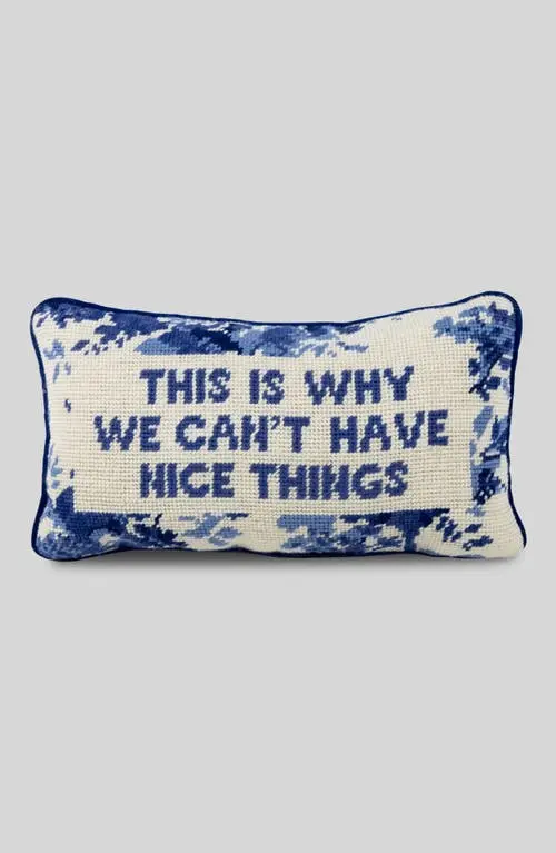 FURBISH Nice Things Needlepoint Pillow - Blue