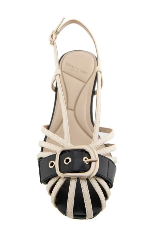 KENNETH COLE Glenda Slingback Sandal - Sand/black Patent