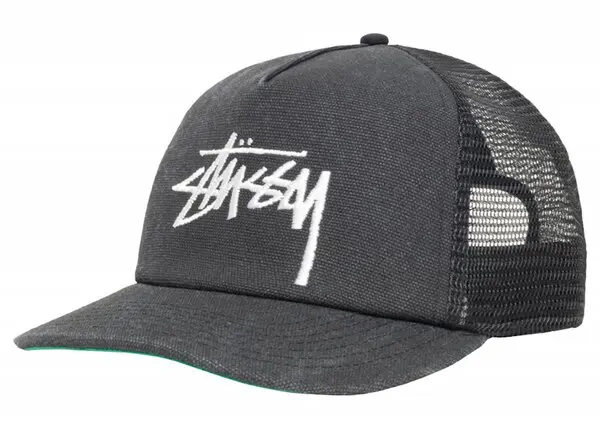StÜssy Mid Depth Big Stock Mesh Snapback - Black
