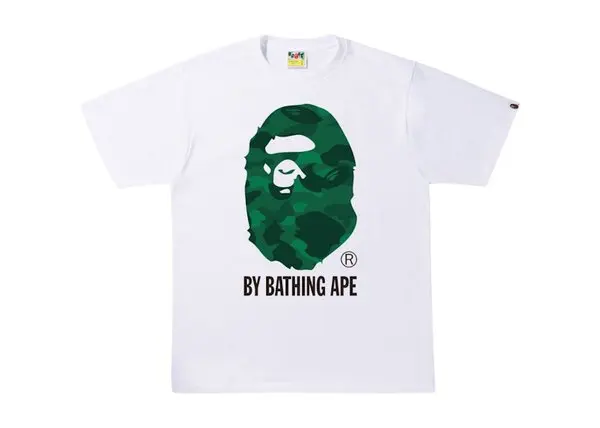 A BATHING APE Camo Bathing Ape Tee Shirt - White/green