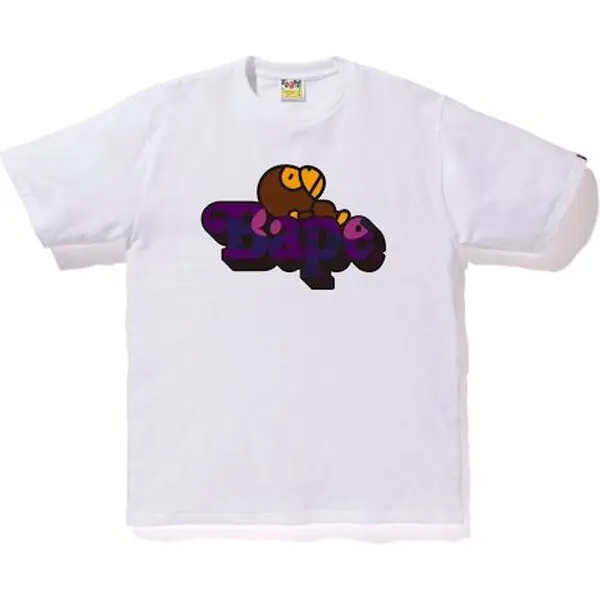 A BATHING APE Camo Milo On T-shirt - White/purple