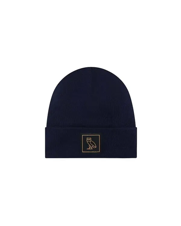 OVO Owl Badge Wool Beanie - Navy Blue