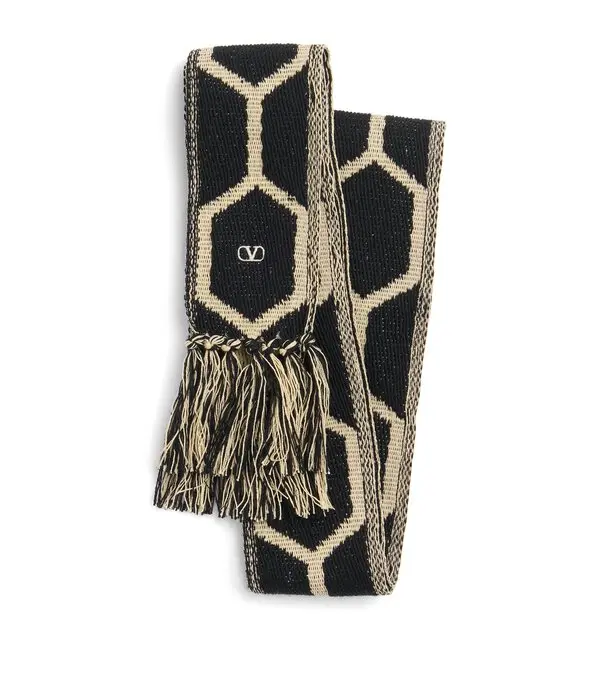 Valentino Garavani Cotton-blend Jacquard Scarf - Black