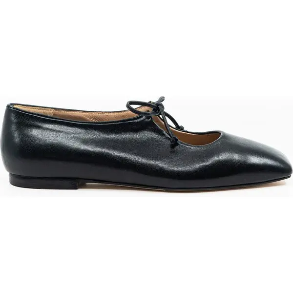 ANDREA GOMEZ Amelia Leather Ballet Flat - Black