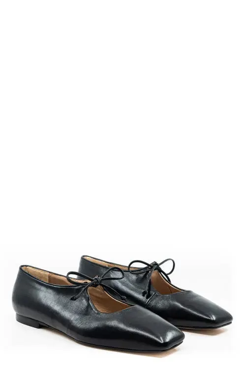 ANDREA GOMEZ Amelia Leather Ballet Flat - Black