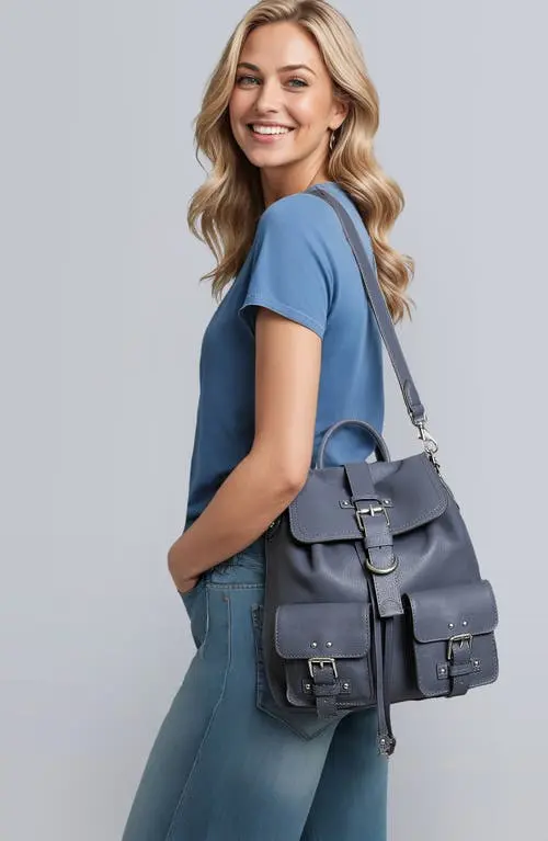 AIMEE Saddle Up Leather Backpack - Soft Ink