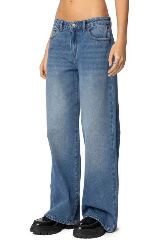 EDIKTED Nyc Washed Low Rise Wide Leg Jeans