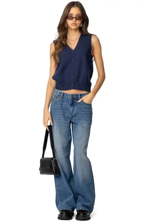 EDIKTED Nyc Washed Low Rise Wide Leg Jeans