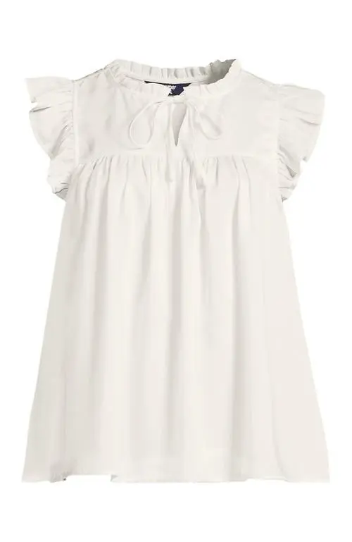 LANDS' END Split Neck Satin Ruffle Blouse