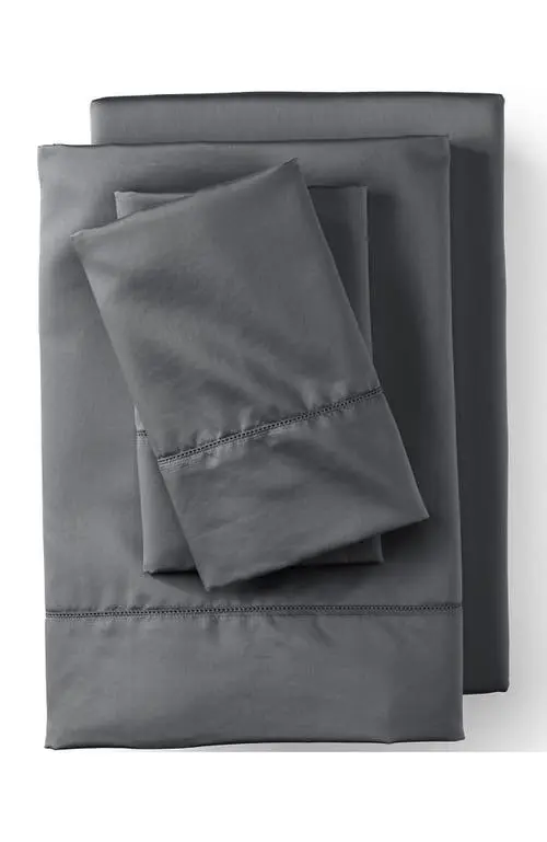 LANDS' END 700 Thread Count Luxe Sateen Egyptian Cotton No Iron Bed Pillowcases - Dark Gray Sky