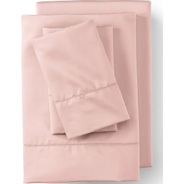 LANDS' END 700 Thread Count Luxe Sateen Egyptian Cotton No Iron Bed Sheet Set - Antique Rose Water