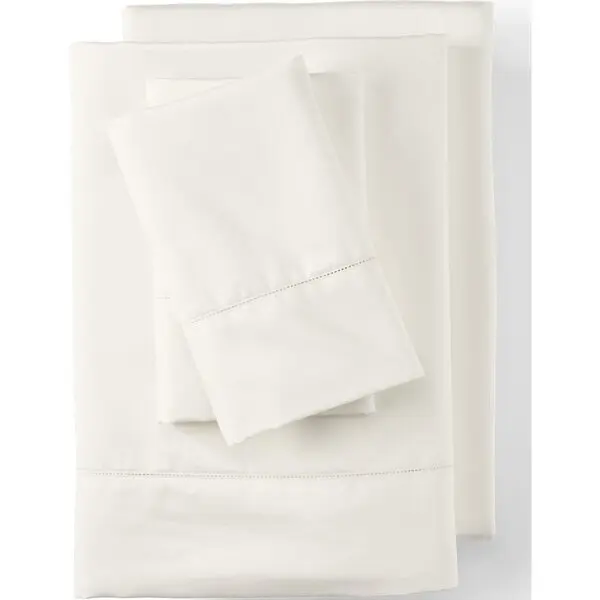 LANDS' END 700 Thread Count Luxe Sateen Egyptian Cotton No Iron Bed Sheet Set - Ivory