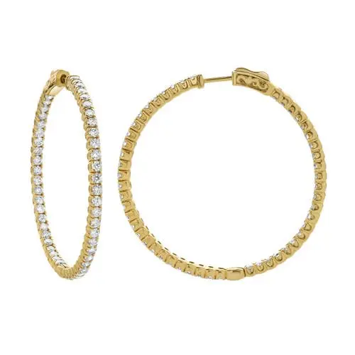 LUVMYJEWELRY Diamond Hoop Earrings - 14k Yellow Gold