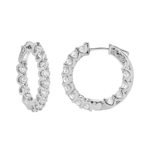 LUVMYJEWELRY Diamond Hoop Earrings - 14k White Gold