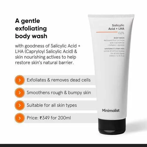 MINIMALIST Salicylic Acid + Lha 02% Body Wash