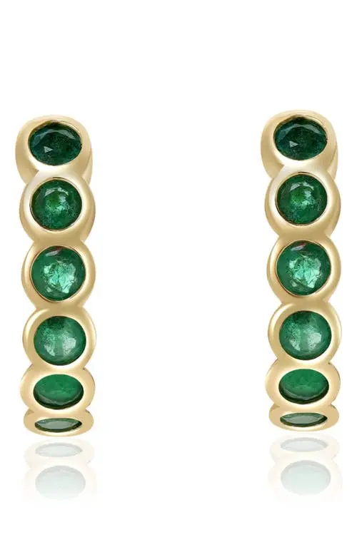 VALANI ATELIER Emerald Bezel Huggie Hoop Earrings