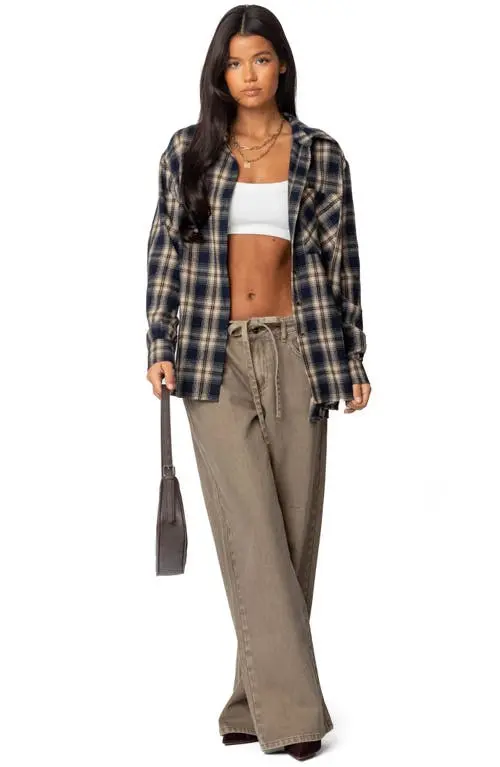 EDIKTED Hudson Oversize Tie Belt Wide Leg Jeans