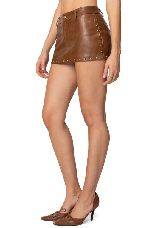 EDIKTED Studded Faux Leather Mini Skirt
