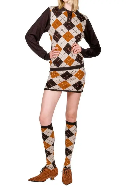 Anna Sui Argyle Knit Mini Skirt - Marmalade Multi